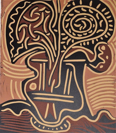 Pablo Picasso - Květiny ve Váze - linoryt z roku 1962